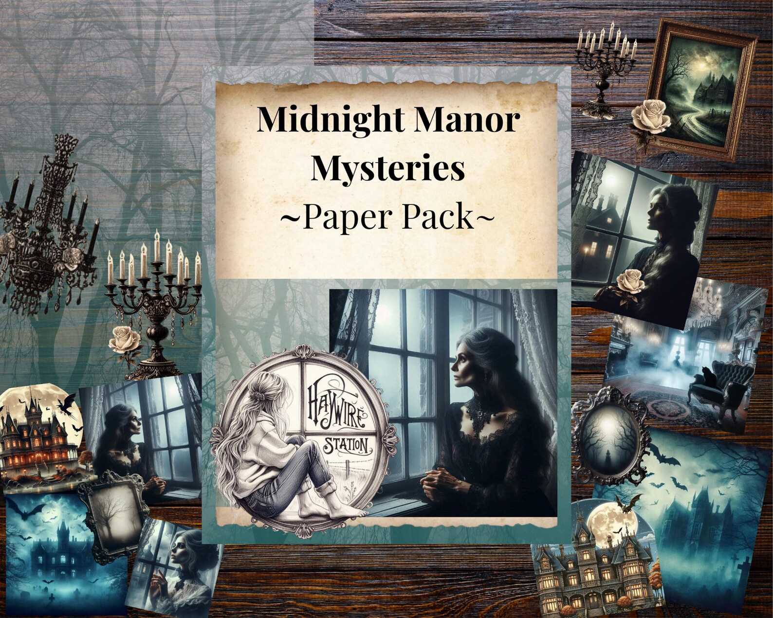 Seasonal & Gothic Digital Scrapbook Paper Pack: Midnight Manor ...