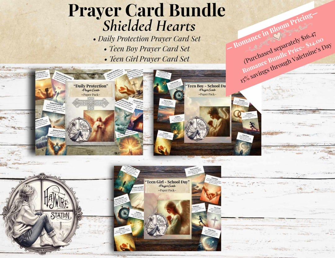 Prayer Cards and Daily Encouragement: Shielded Hearts Bundle (digital ...