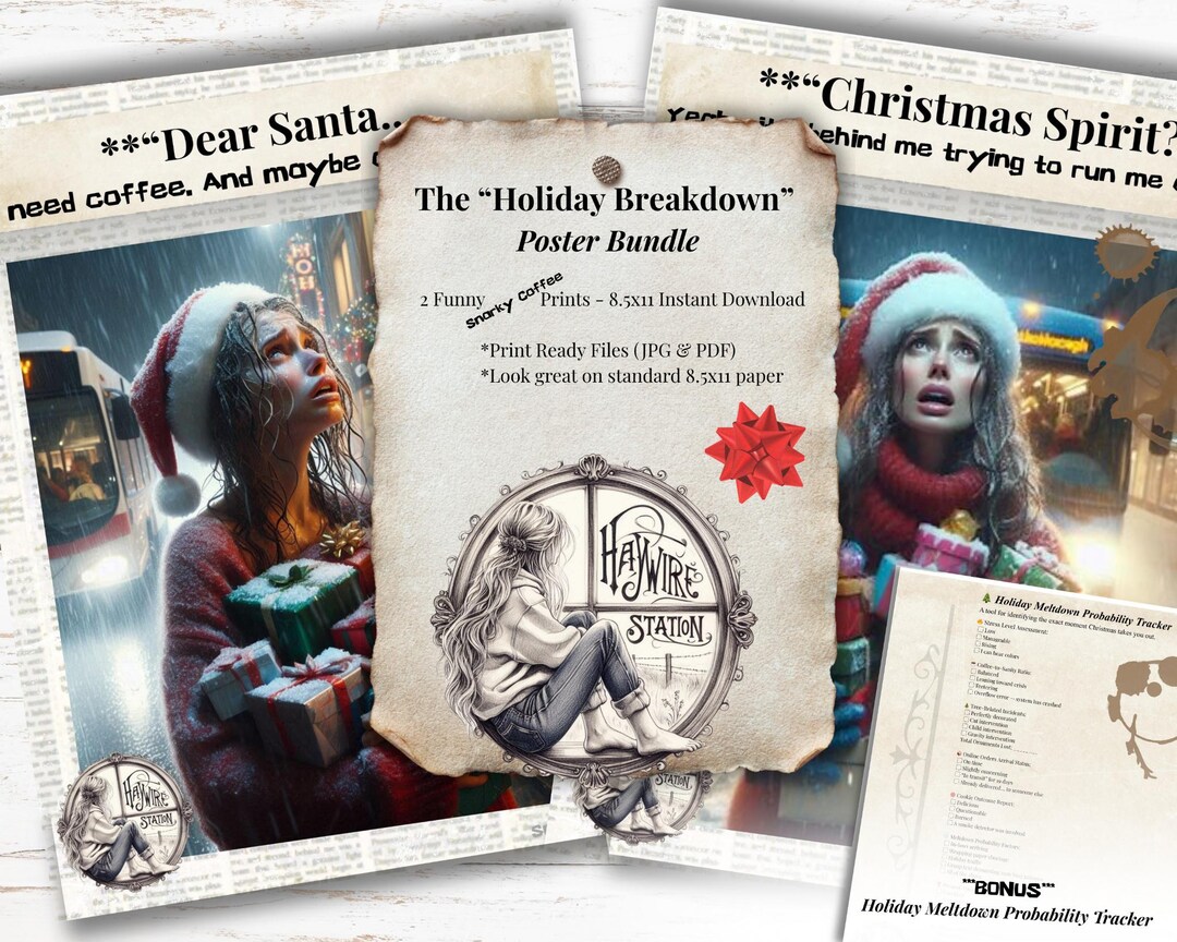Holiday Humor Posters: “holiday Breakdown” Snarky Coffee Bundle ...