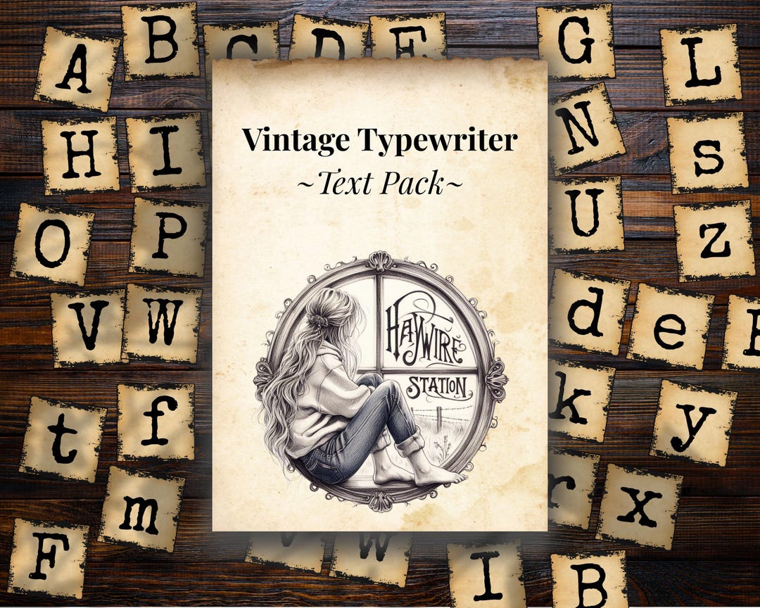 Printable Ephemera Add-on: Alphabet Tiles - Vintage Typewriter Alphabet ...