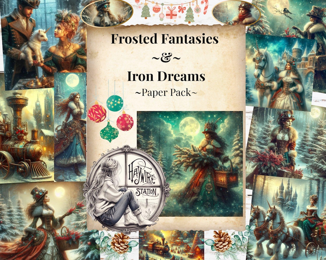 Christmas Steampunk Paper Pack: Frosted Fantasies & Iron Dreams ...
