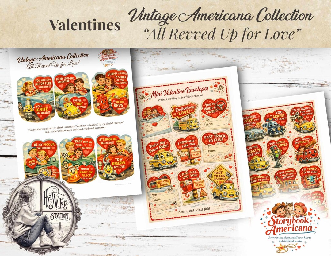 Vintage Kids Valentines: All Revved up for Love (digital Download) - Etsy