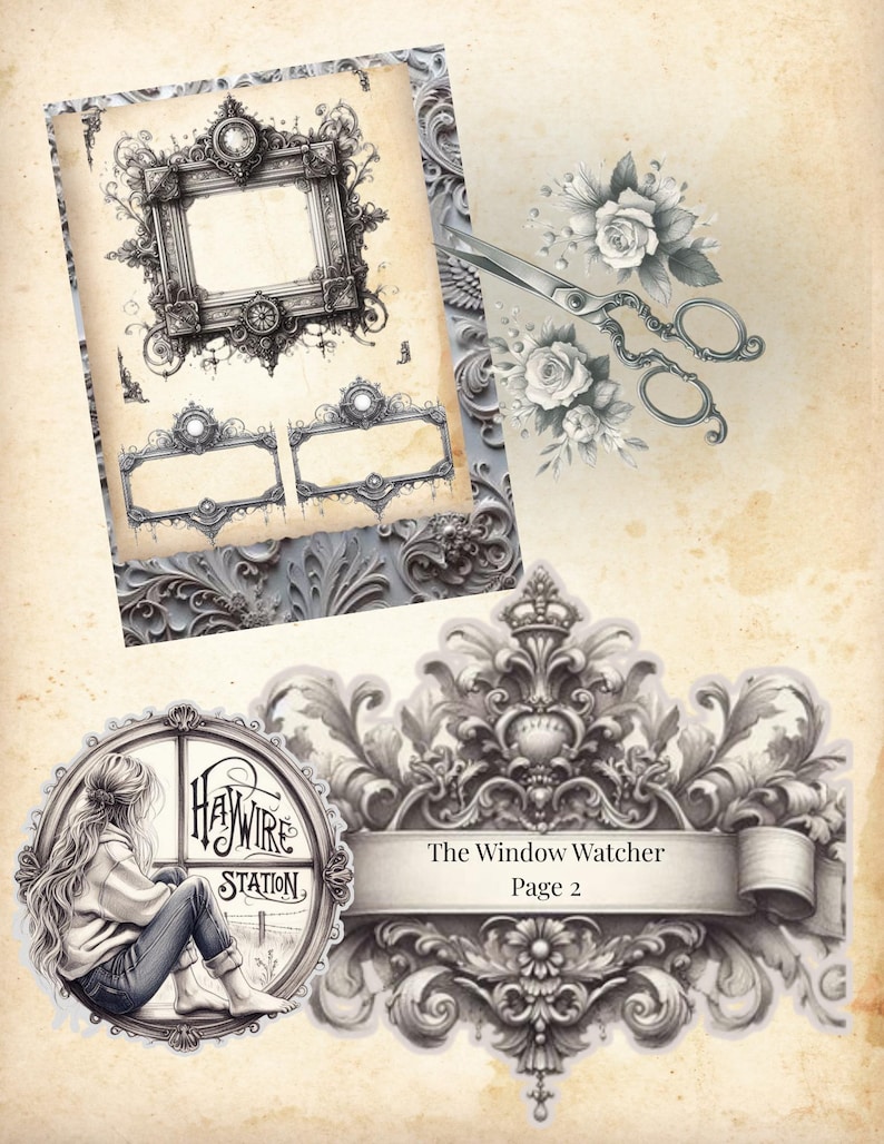 Gothic Printable Ephemera Paper Pack: the Window Watcher (digital ...