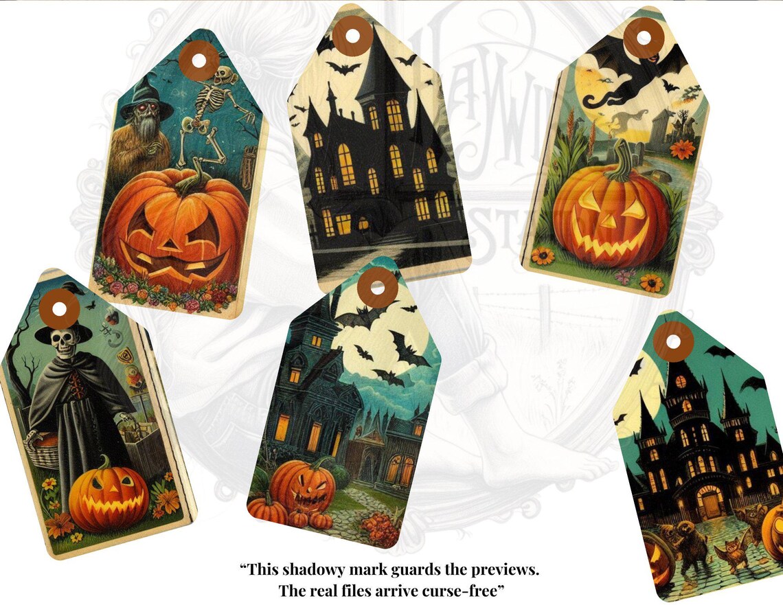 Halloween Gift Tags: Haunted Hollow Collection | Vintage Spooky ...