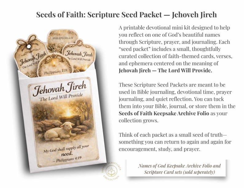 Bible Journaling Keepsake Packet: Jehovah Jireh — Names of God Set 1 ...
