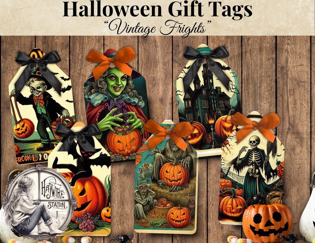Halloween Gift Tags: Vintage Frights Collection | Spooky Printable ...