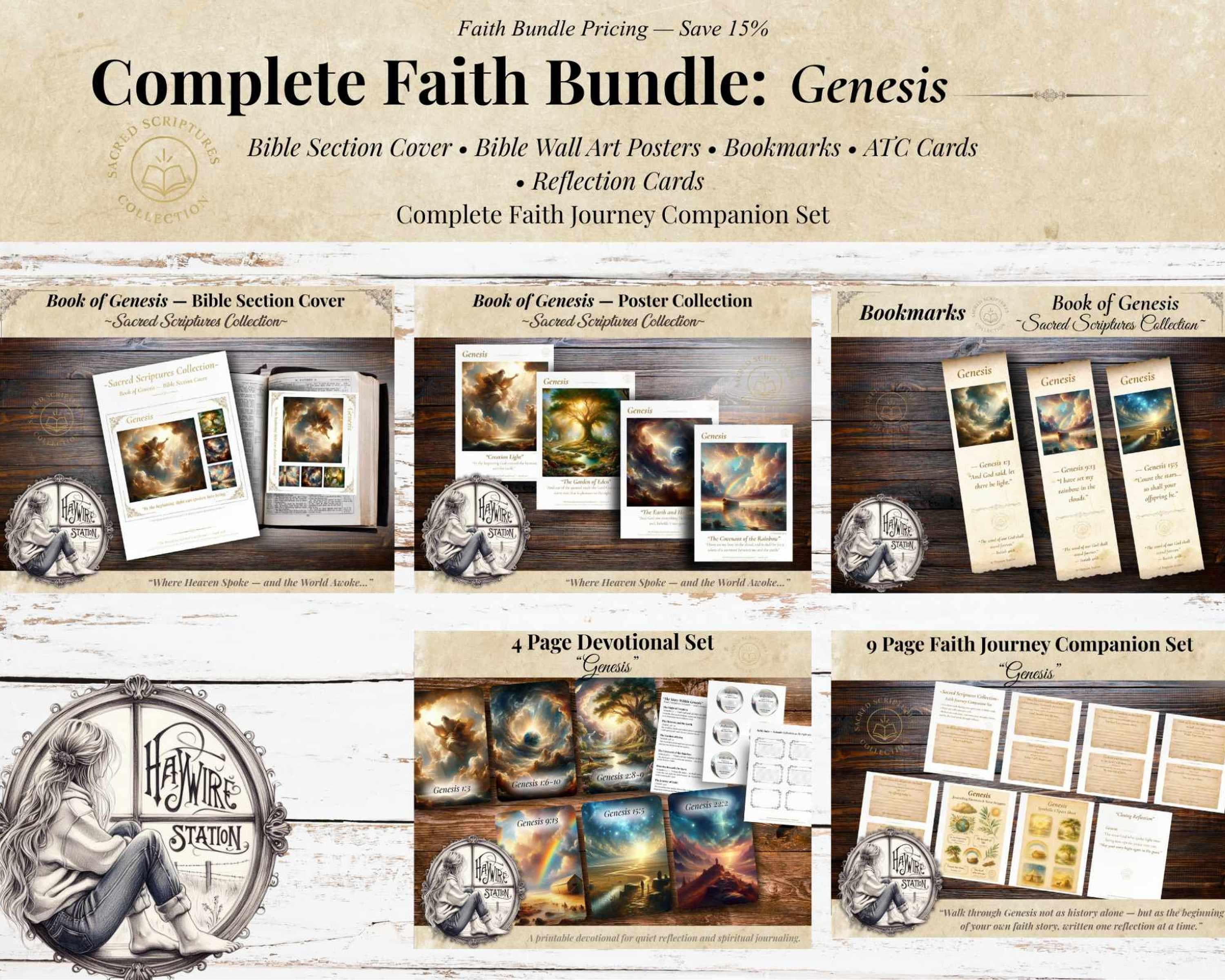 Genesis Faith Study Bundle: Bible Art, Reflection Cards (digital ...