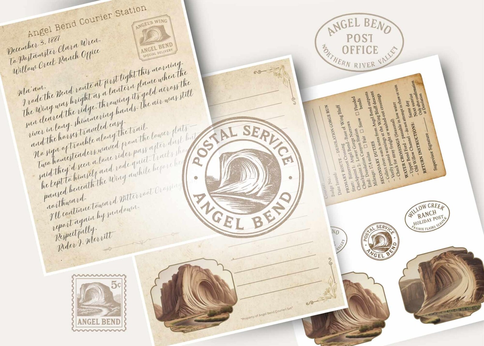 Western Stationery Printable: Angel Bend Postal Set – Frontier Letters ...
