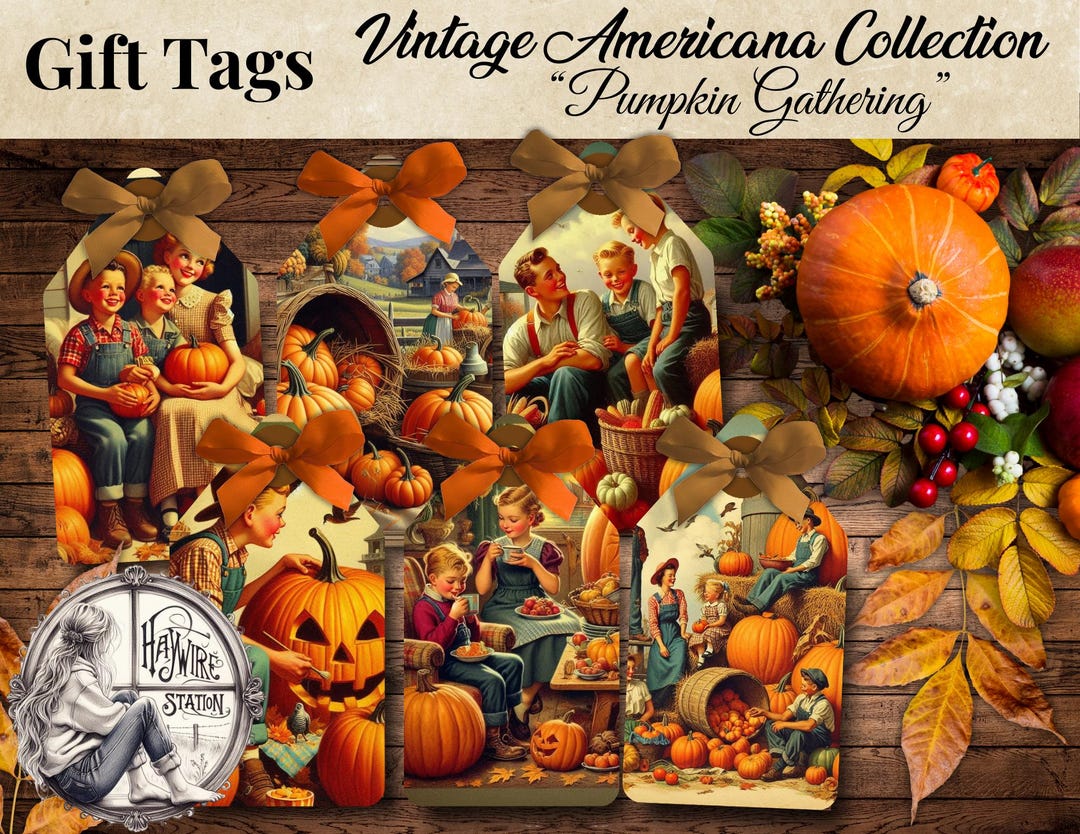Autumn Gift Tags: Pumpkin Gathering (digital Download) - Etsy