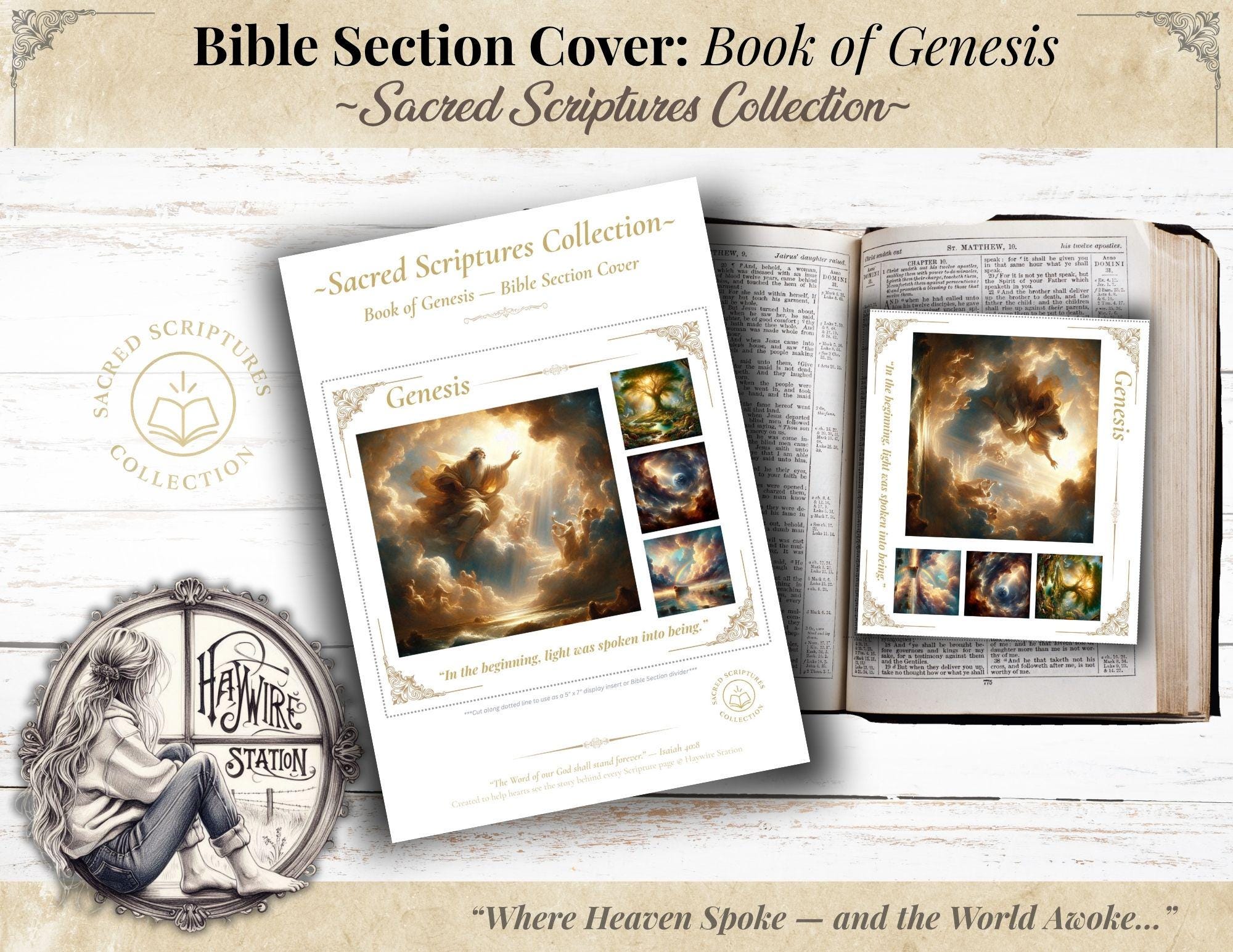 Bible Section Cover Printable: Book of Genesis Divider Page (digital ...