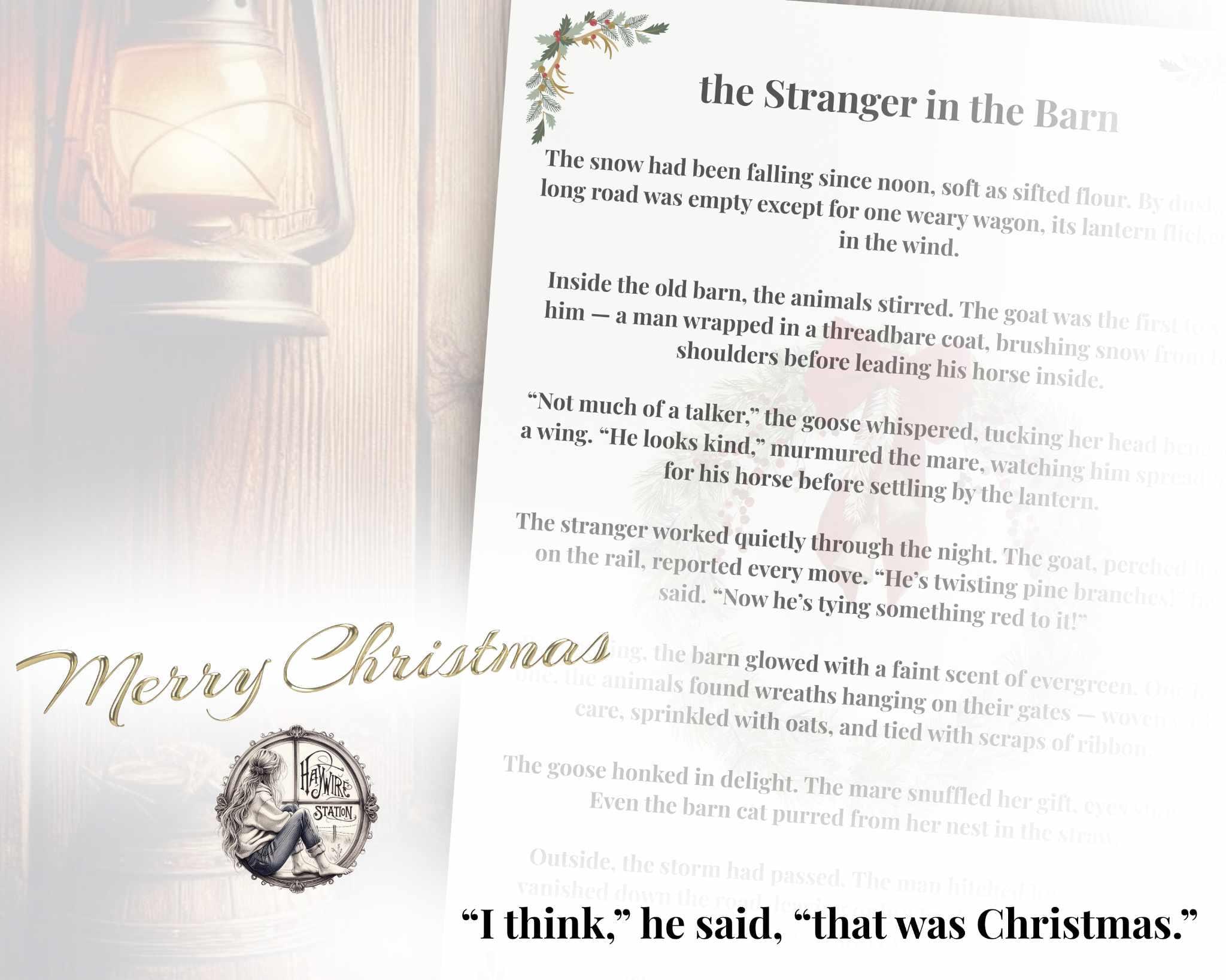Christmas Story Printable: the Stranger in the Barn — A Heartwarming ...