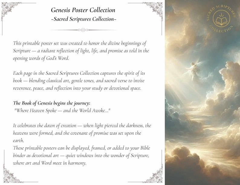 Bible Wall Art: Book of Genesis Poster Collection (digital Download ...