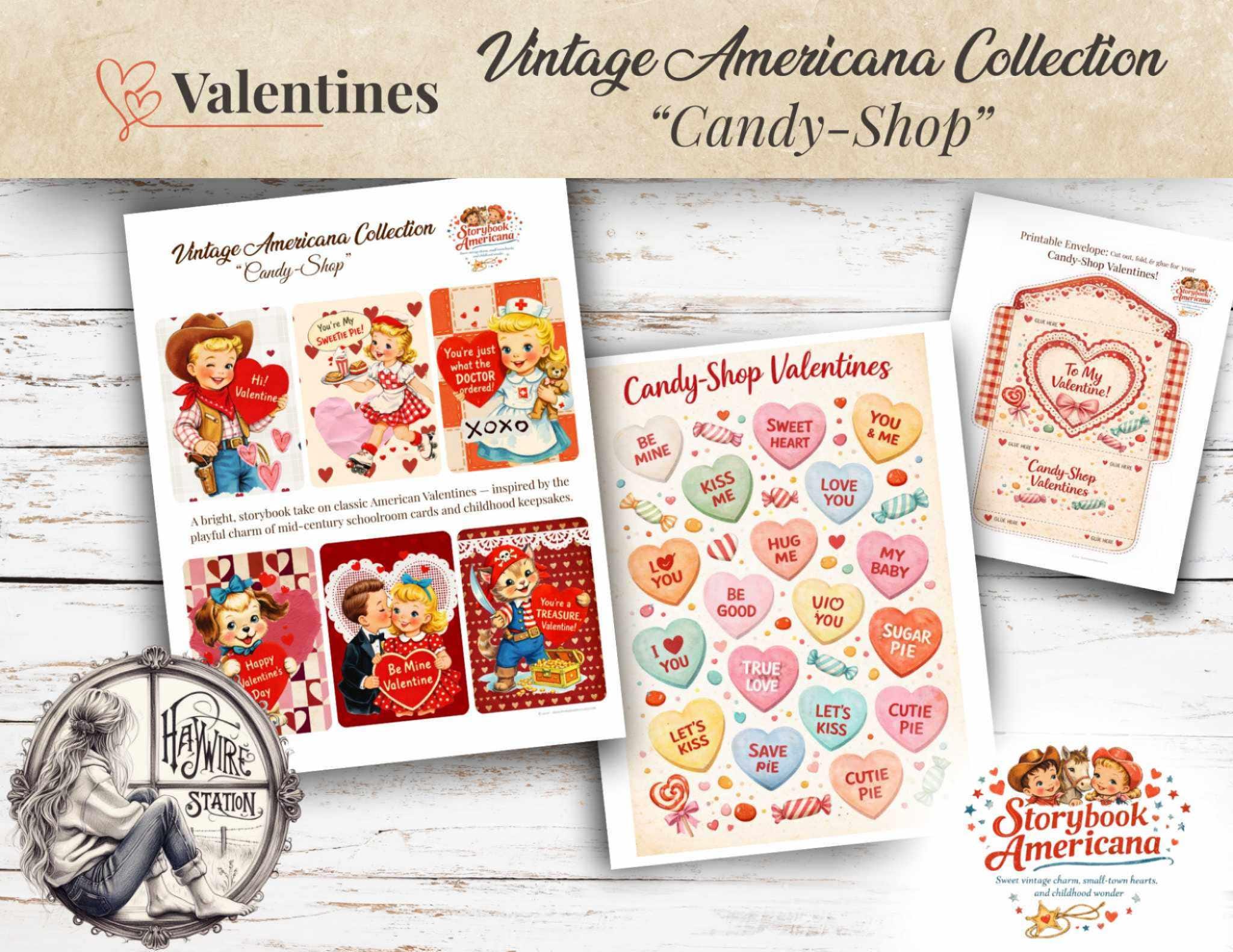 Vintage Americana Valentines Bundle: Candy Hearts & Playground Dreams ...