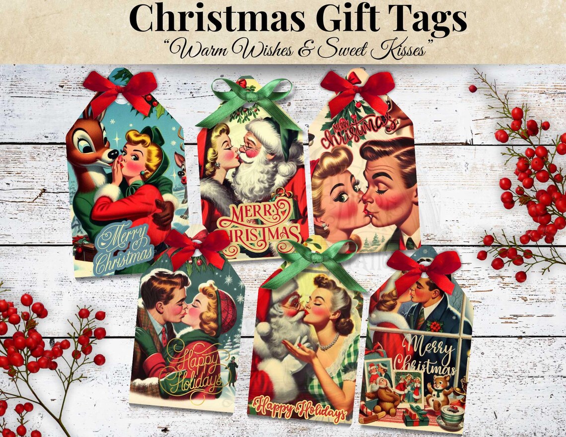 Printable Christmas Gift Tags: Warm Wishes and Sweet Kisses (1 Page ...