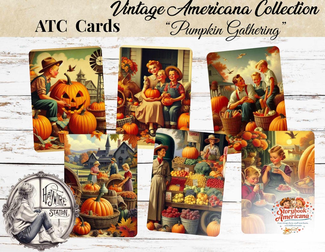Autumn ATC Cards: Pumpkin Gathering (digital Download) - Etsy