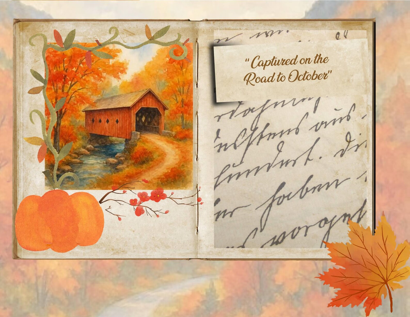 Seasonal Autumn Printable Paper Pack: the Road to October (digital ...