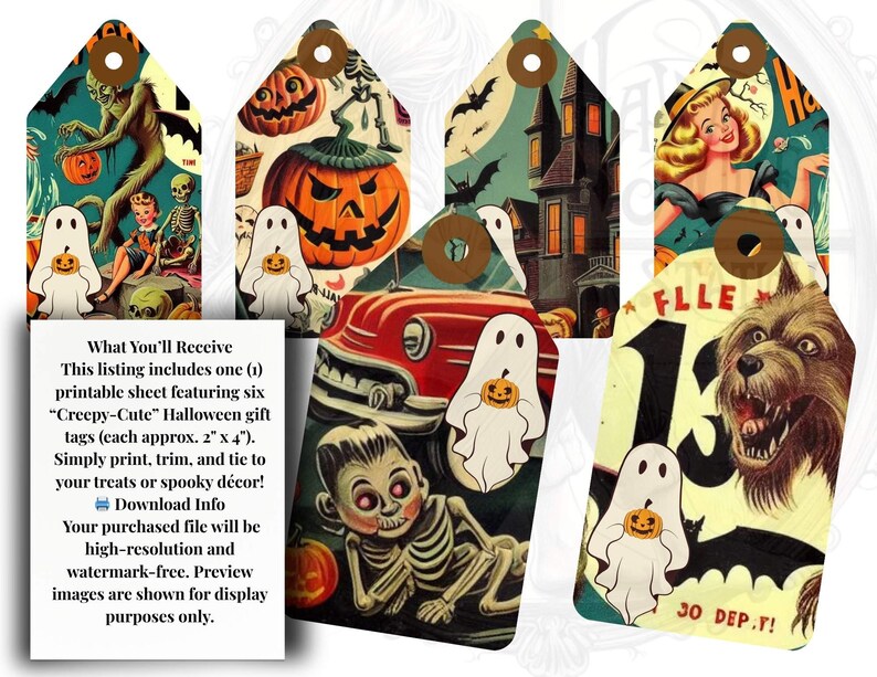 Halloween Gift Tags: Creepy-cute (digital Download) - Etsy