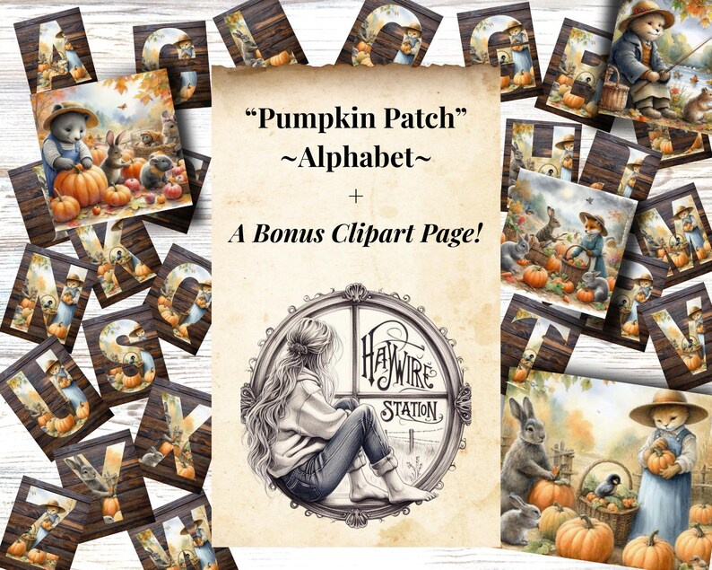 Pumpkin Patch Alphabet Tiles With Bonus Fall Clipart | Printable ...