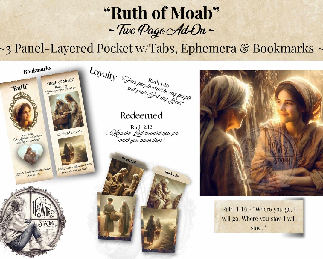 Ruth of Moab Printable Add-on: Bible Journaling Ephemera & Bookmark ...
