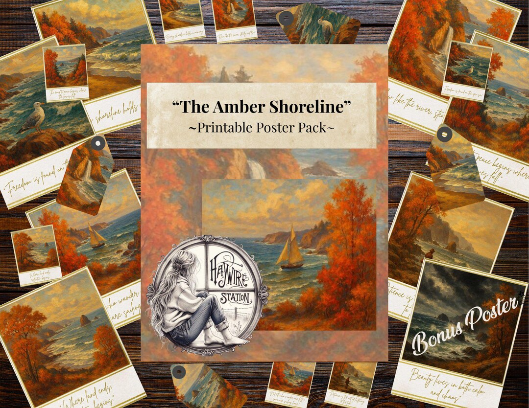Autumn Coastal Posters: the Amber Shoreline (digital Download) - Etsy