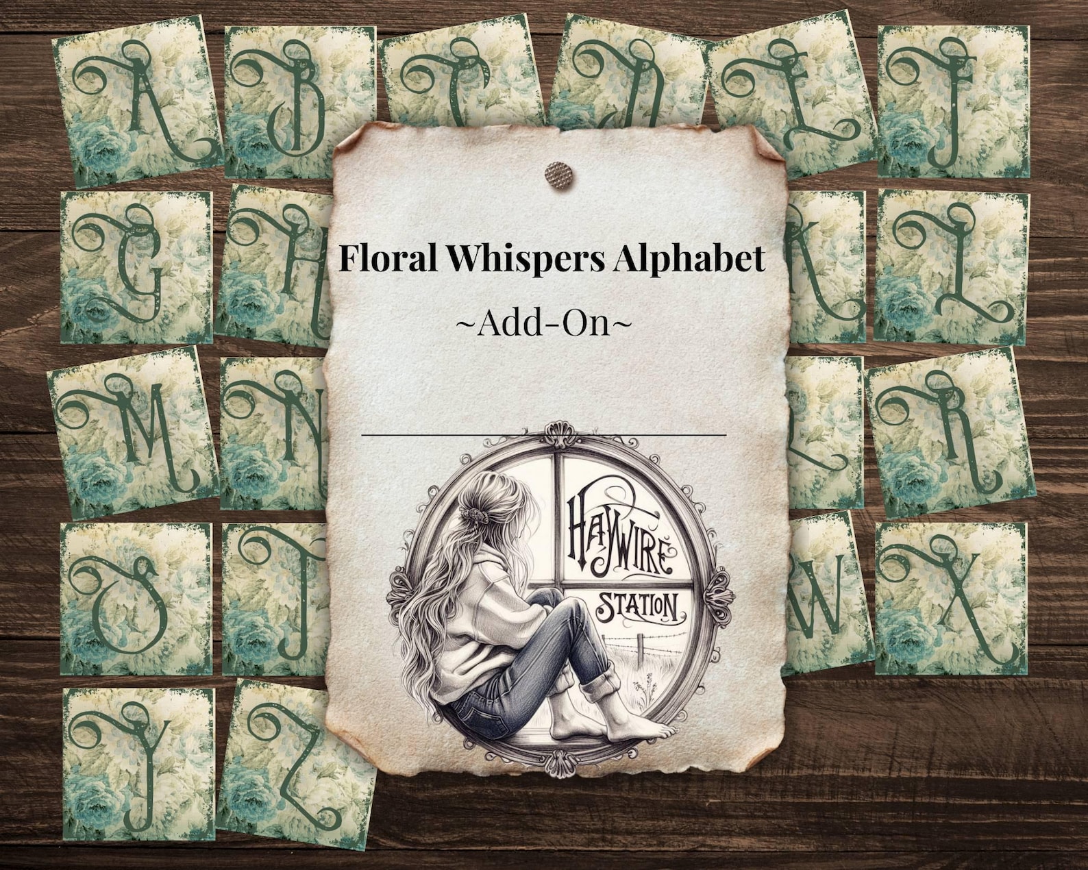 Printable Ephemera Add-on: Alphabet Tiles - Floral Whispers Alphabet ...