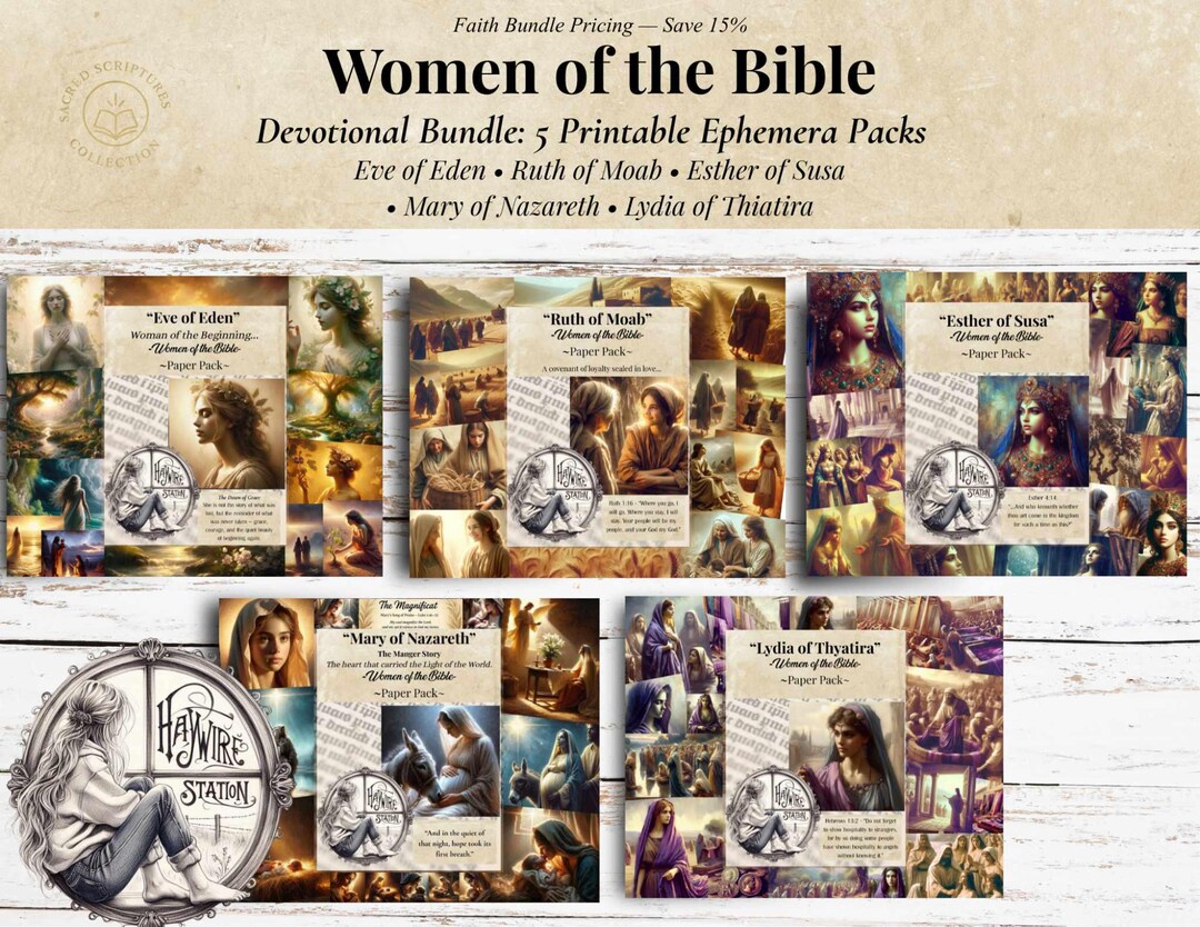 Bible Devotional Ephemera: Women of the Bible – 5-pack Printable Bundle (digital Download) - Etsy