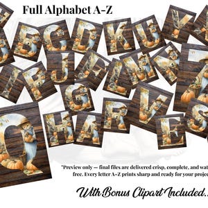 Pumpkin Patch Alphabet Tiles With Bonus Fall Clipart | Printable ...