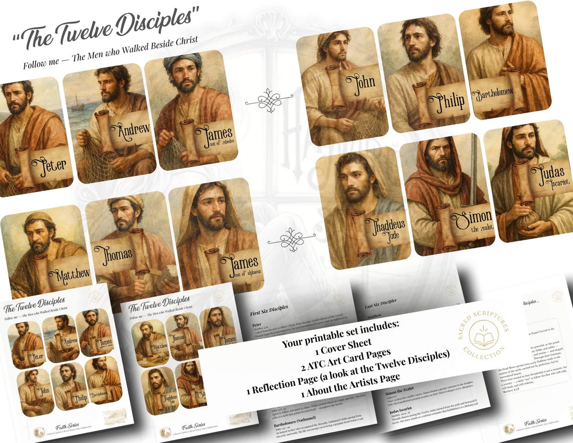Bible Art Cards: the Twelve Disciples (digital Download) — Faith Series ...