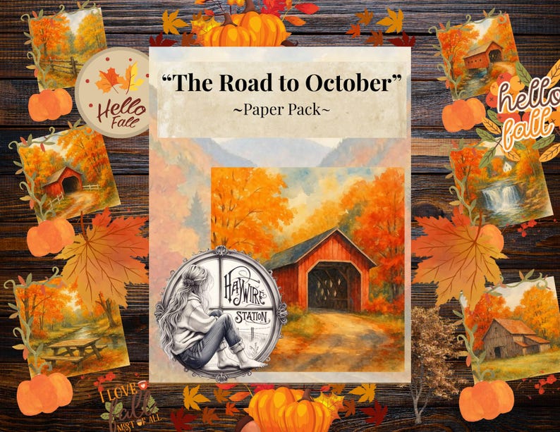 Seasonal Autumn Printable Paper Pack: the Road to October (digital ...