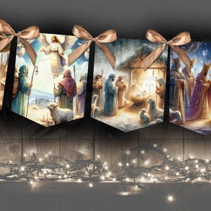 Christmas Nativity Banner: 6-flag Printable Garland (digital Download ...