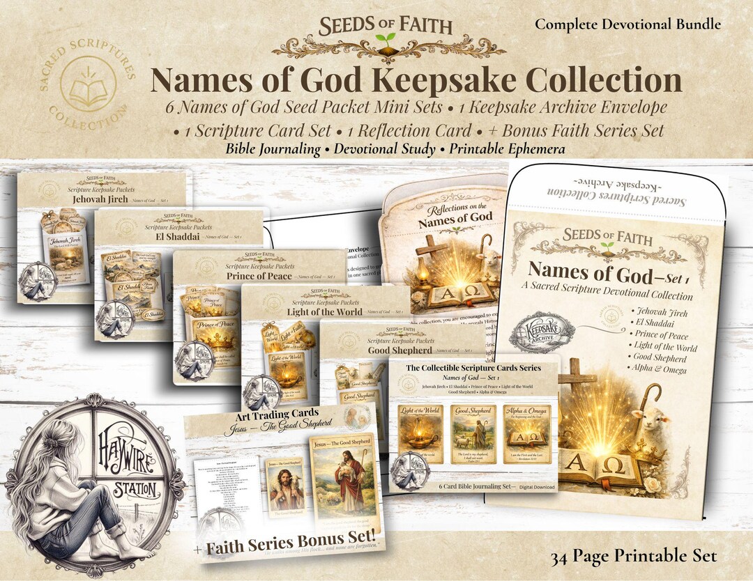 Bible Journaling Printable Bundle: Names of God Keepsake Collection ...