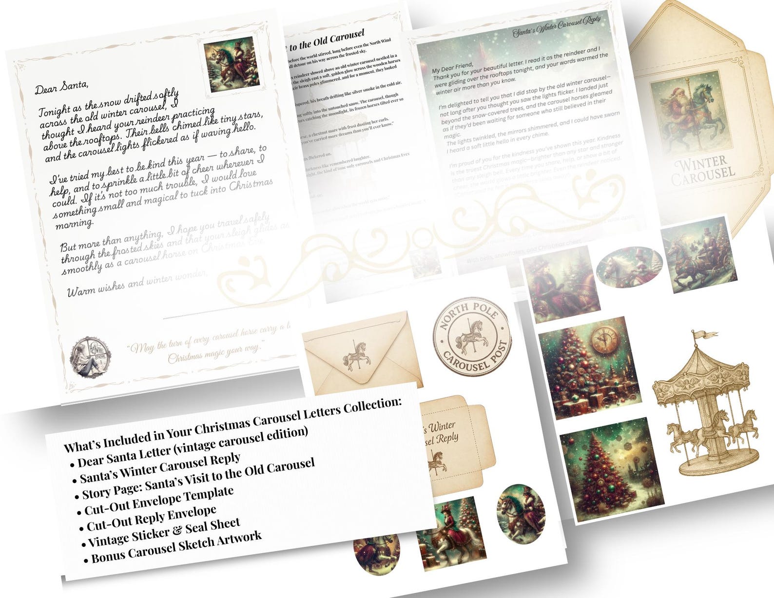 Santa Letter Kit: Christmas Carousel Magic Letters Collection (digital ...