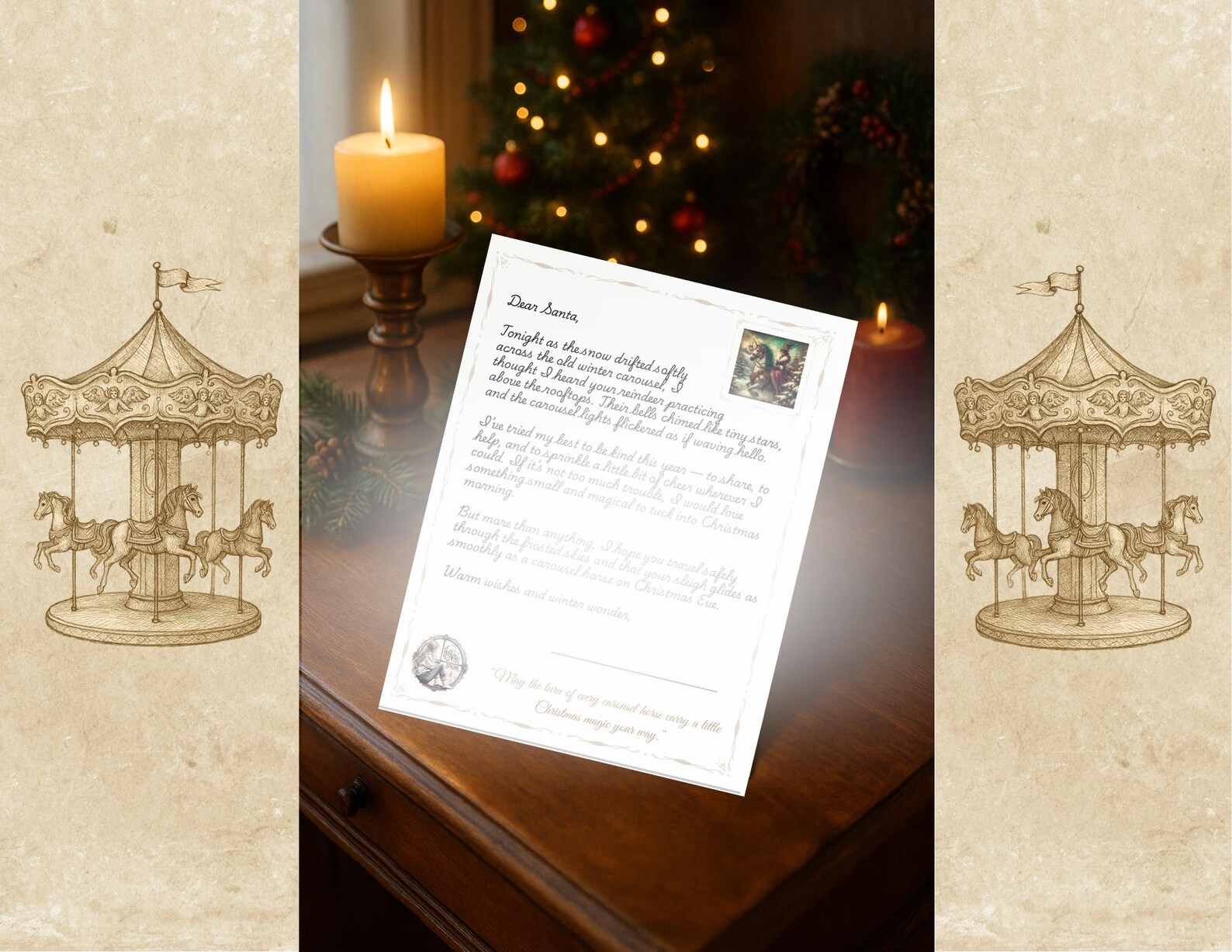 Santa Letter Kit: Christmas Carousel Magic Letters Collection (digital ...