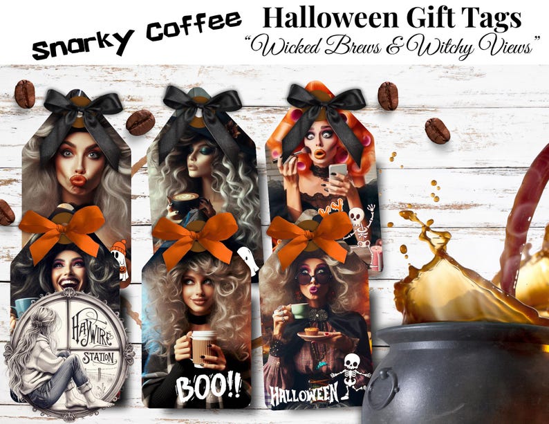 Halloween Gift Tags: Wicked Brews and Witchy Views (digital Download ...