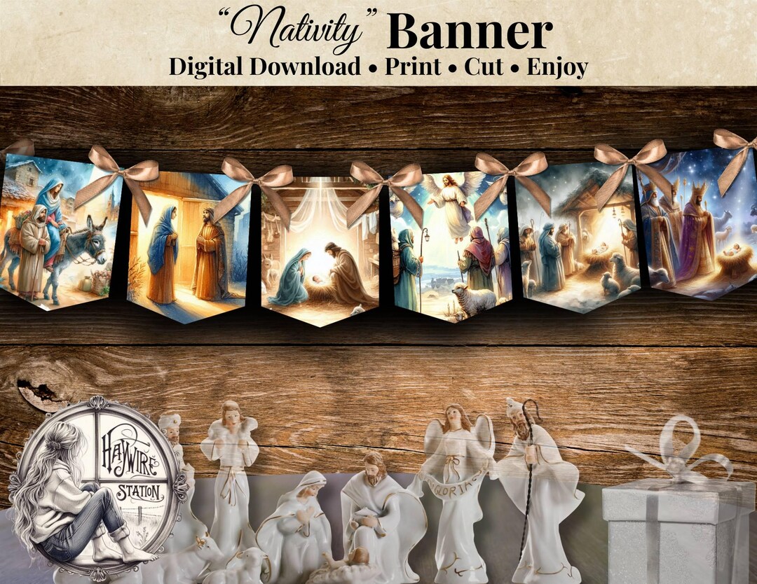 Christmas Nativity Banner: 6-flag Printable Garland (digital Download ...