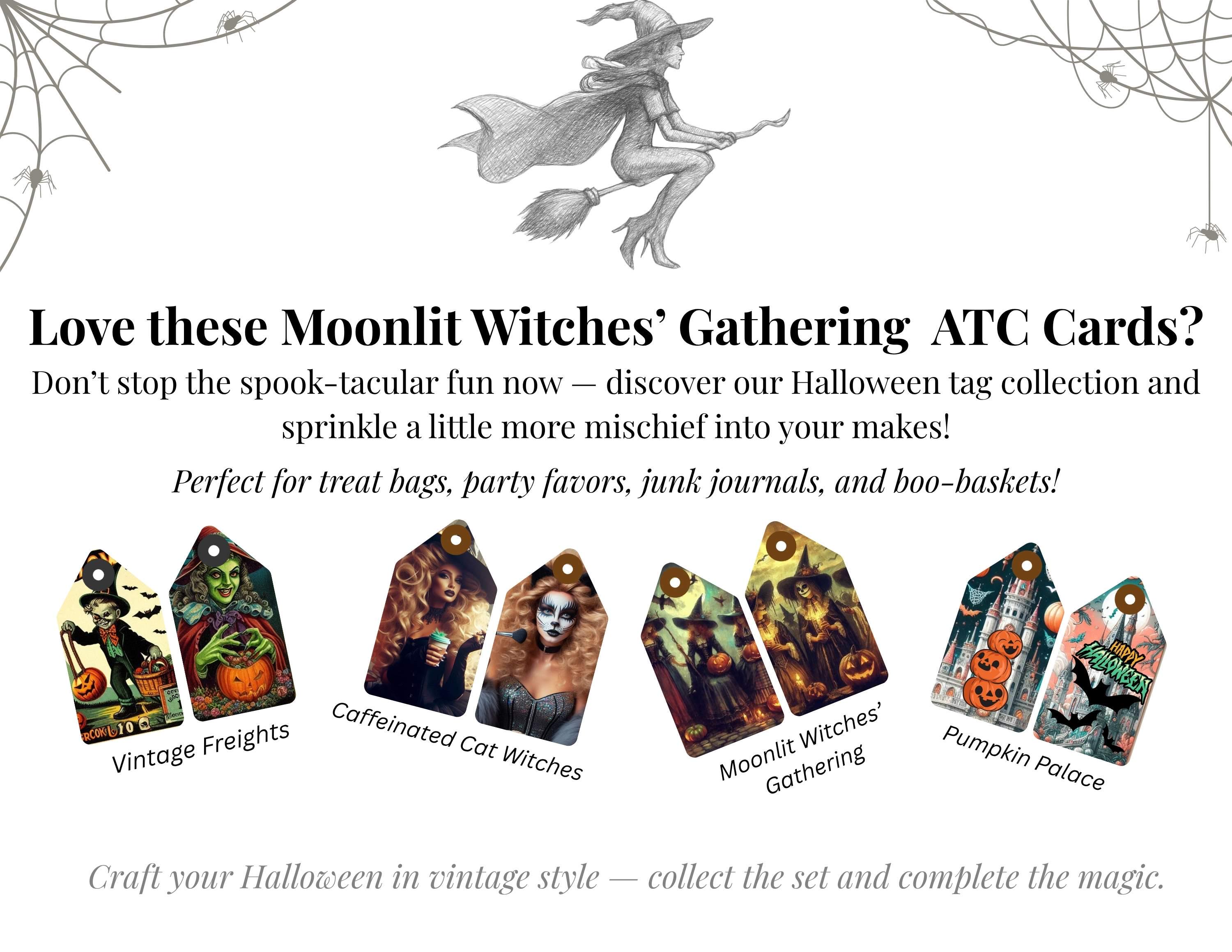 Halloween ATC Cards: Moonlit Witches Gathering | Art Trading Card ...