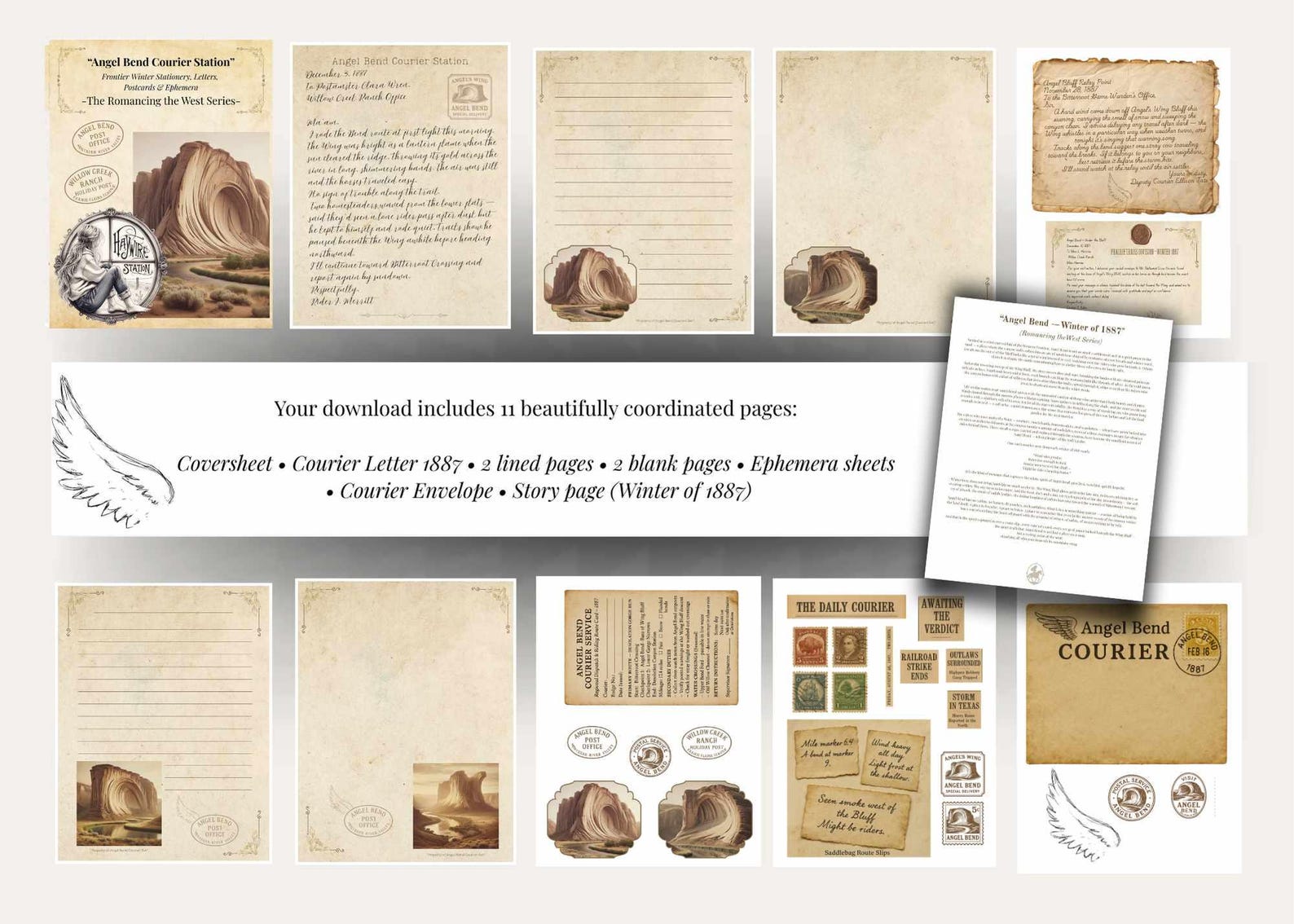 Western Stationery Printable: Angel Bend Postal Set – Frontier Letters ...