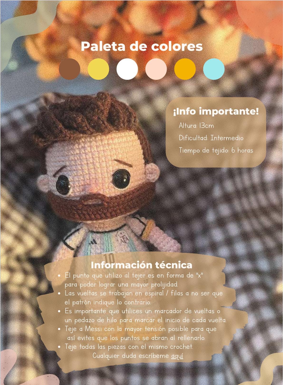 Lionel Messi Crochet Pattern: Amigurumi Soccer Doll (PDF Download, 13cm ...
