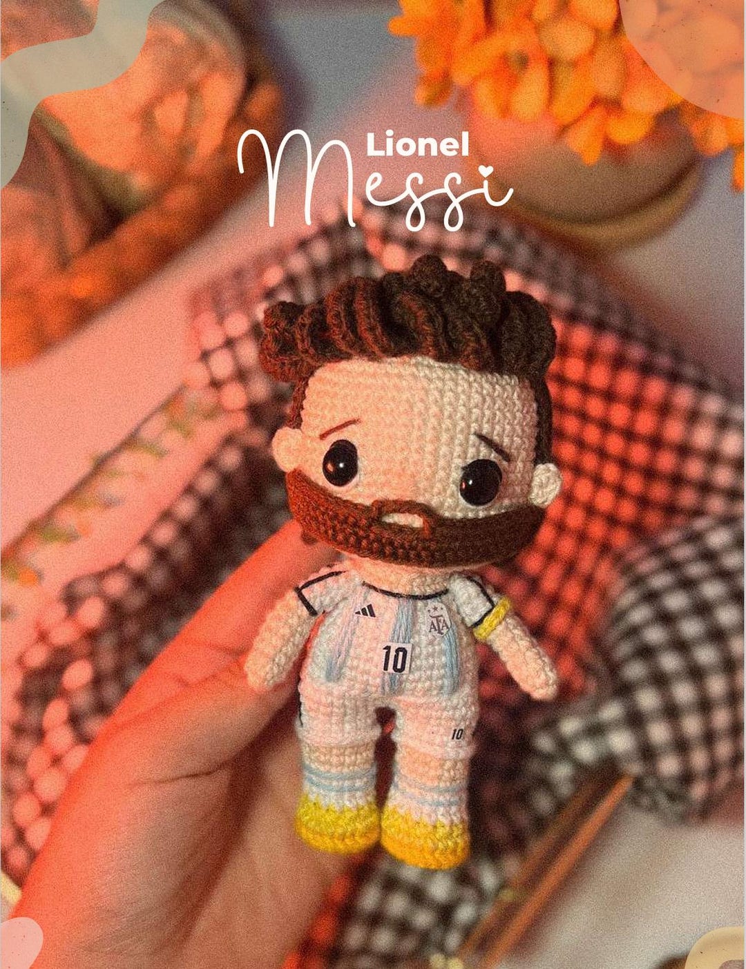 Lionel Messi Crochet Pattern: Amigurumi Soccer Doll (PDF Download, 13cm ...