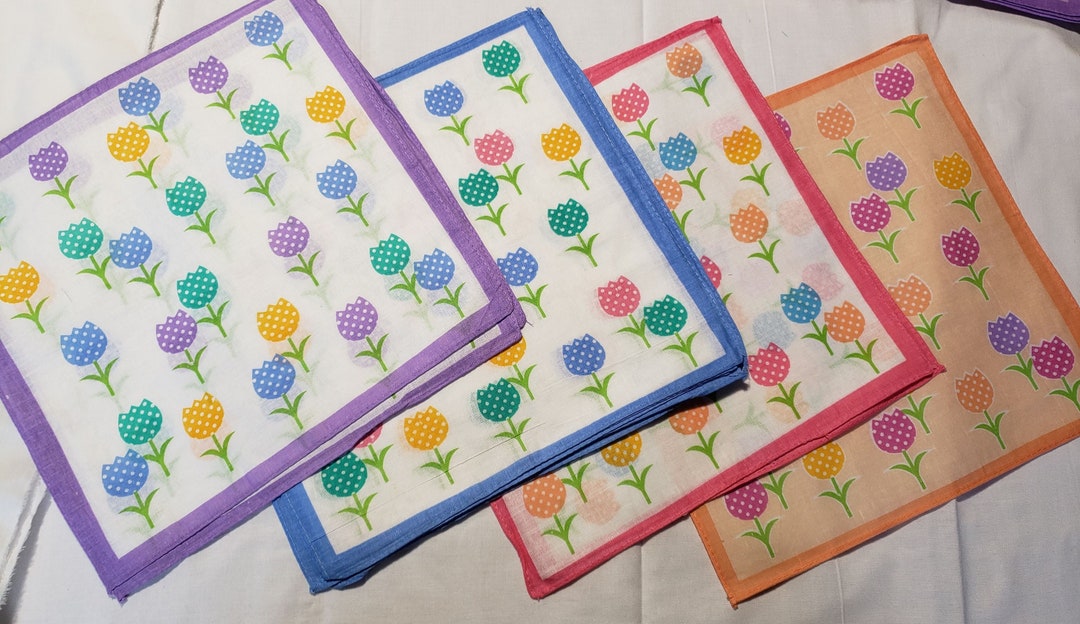 Set of 12 Bright Cheery Handkerchiefs; Hankies' in Sherbet Colors ...