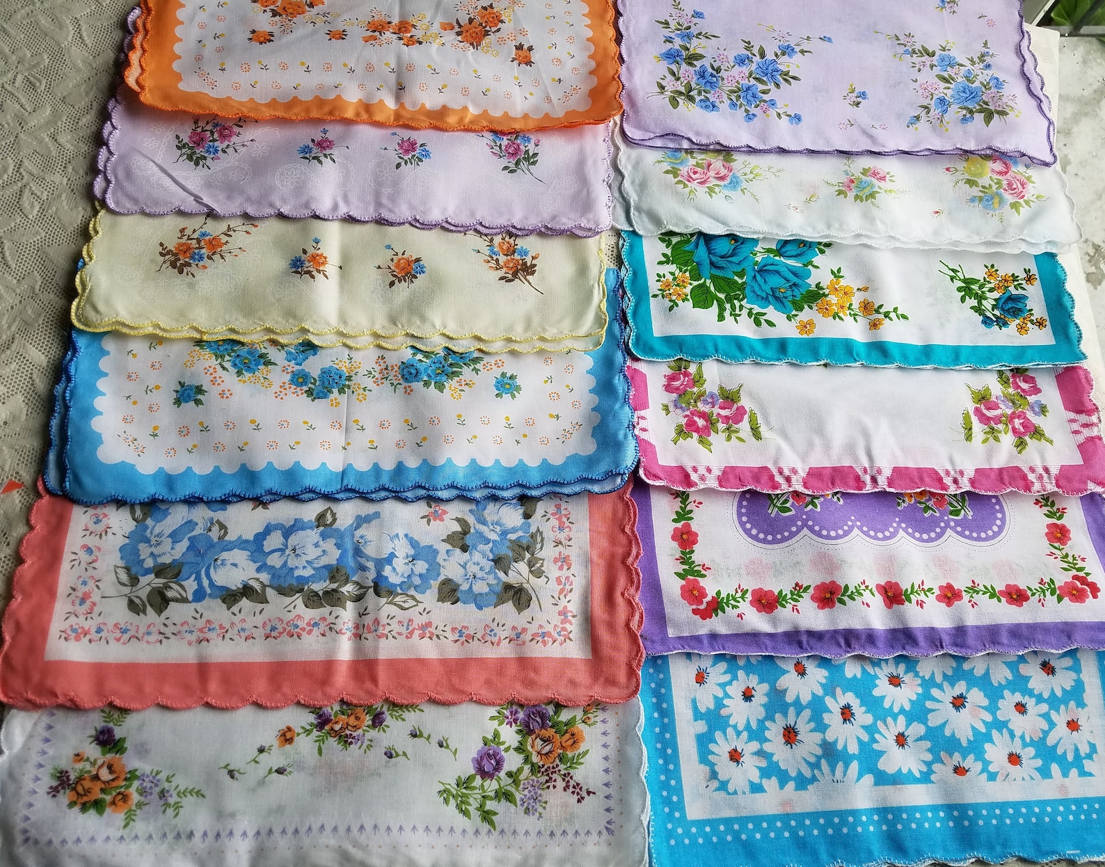 125 Handkerchiefs! Huge Assortment of Styles & Colors! for Weddings ...
