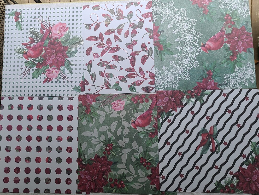 Cardinal & Poinsettia Scrapbook Paper: Holiday Craft Sheets, 24 Pc ...