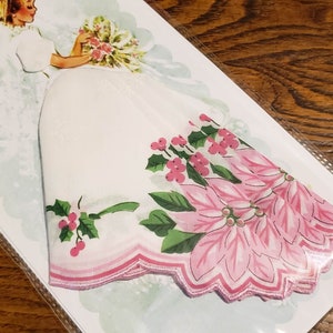 Handkerchief Card; Bride, Wedding Card; Useable Hankie; Old Fashioned ...