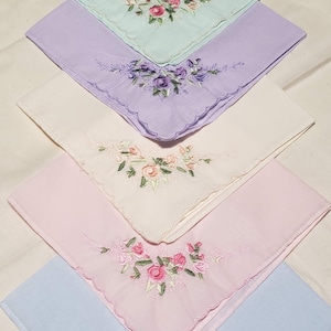 Set of 6 Embroidered Pastel Colored Handkerchiefs; 14" Size - Etsy