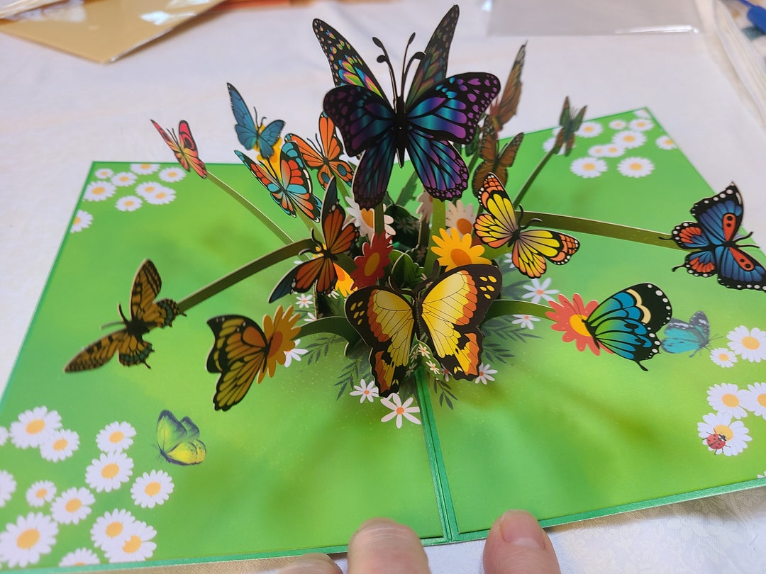 Pop up Card; Butterflies and Flowers; Greeting Card; Mother's Day ...