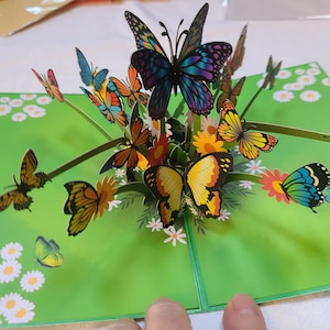 Pop up Card; Butterflies and Flowers; Greeting Card; Mother's Day ...