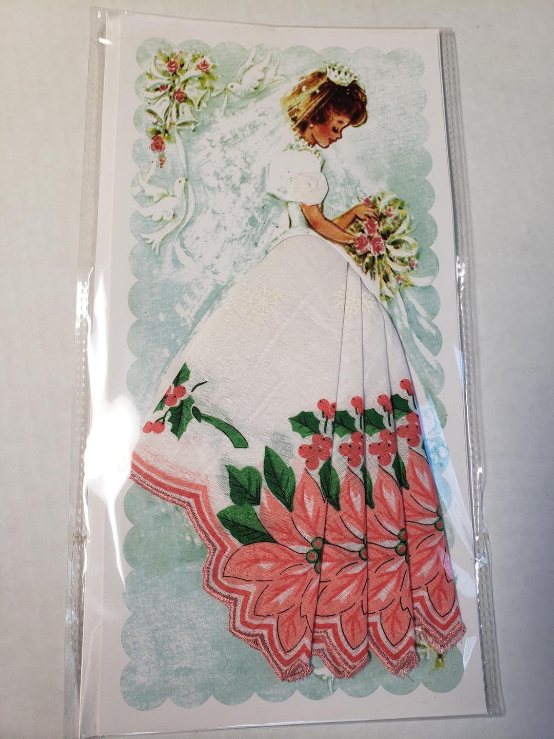 Handkerchief Card; Bride, Wedding Card; Useable Hankie; Old Fashioned ...