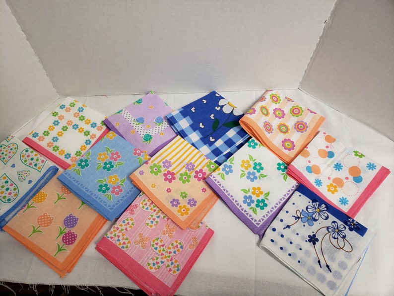 Set of 12 Ladies' Cheery Bright Handkerchiefs - Etsy