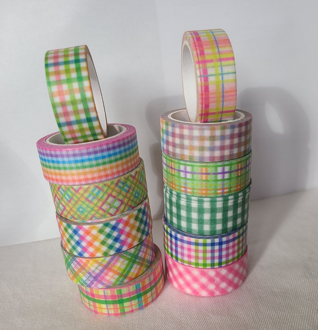 Washi Tape Set; Bright & Cheery Plaids and Checks; 12 Rolls! Decorative ...