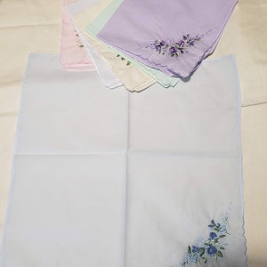 Set of 6 Embroidered Pastel Colored Handkerchiefs; 14" Size - Etsy